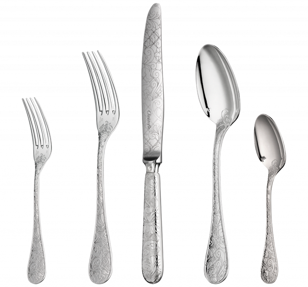 JARDIN D'EDEN 48-Piece Silver Plated Flatware Set for 12 people with ...
