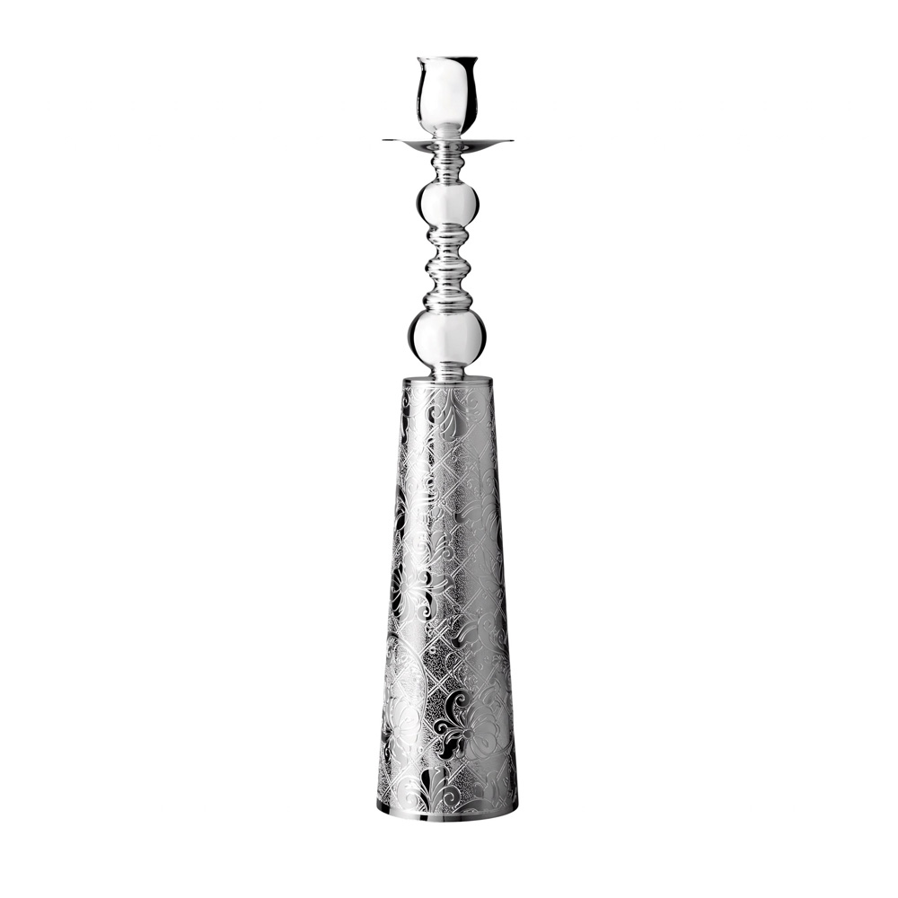 JARDIN D'EDEN Silver Plated Candlestick H: 40cm - Christhellas
